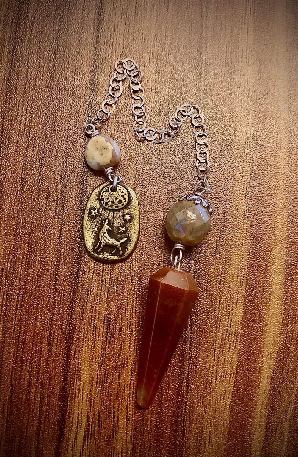 Pendulum-Carnelian Pendulum with Dog barking at the Moon charm Holder ...